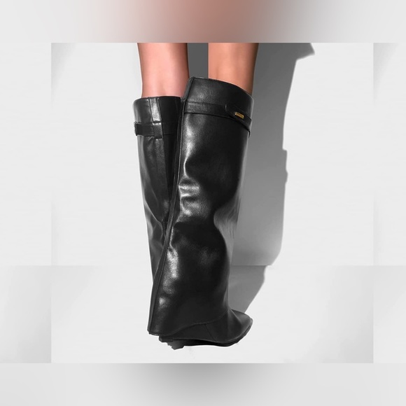 Shoes | Folded Boots Pointed Boots Knee High Boots | Poshmark